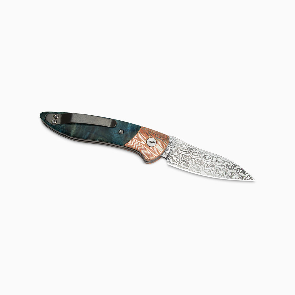Glory Folder Semi-Custom #292 Hardwood Burl - Mokume Gane Damascus - A ...